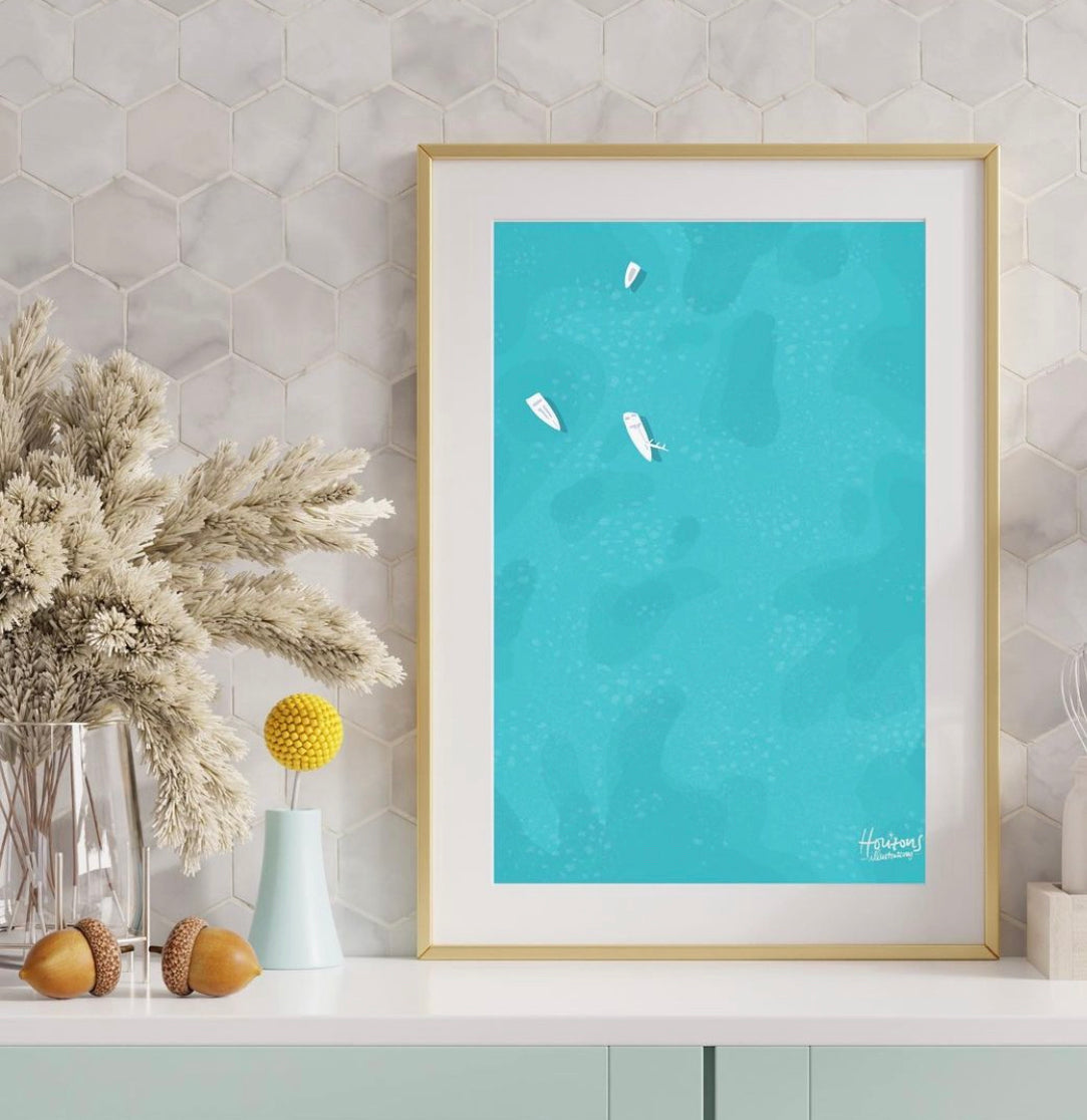 Affiche Grand Bleu I Méditerranée – Horizons Illustrations